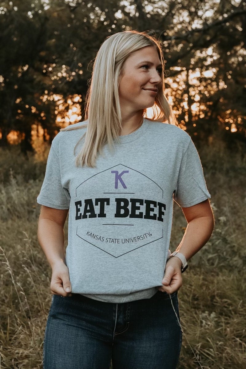 Youth Hexagon Eat Beef w/Flying K and KSU | Collegiate Cattlewomen